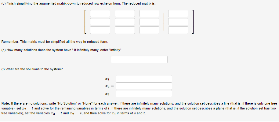Solved (2 points) Solve the following system using augmented | Chegg.com