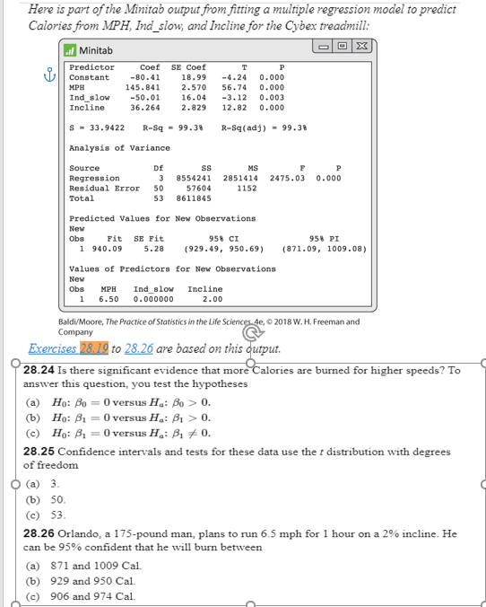 Solved Here Is Part Of The Minitab Output From Fitting A 