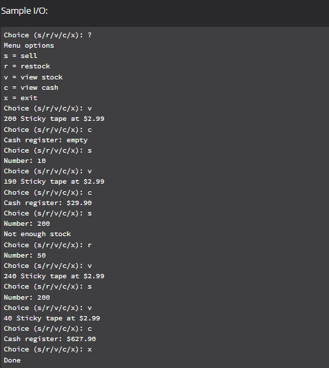 Solved store specification: A store sells one product. The | Chegg.com