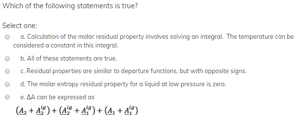 Solved Which of the following statements is true? Select | Chegg.com