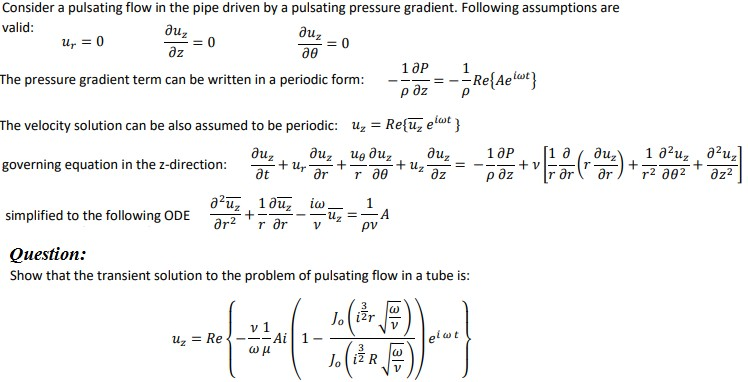 Solved Consider a pulsating flow in the pipe driven by a | Chegg.com