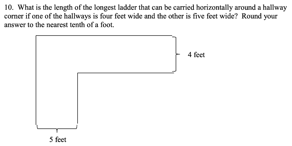 Solved 10. What is the length of the longest ladder that can | Chegg.com