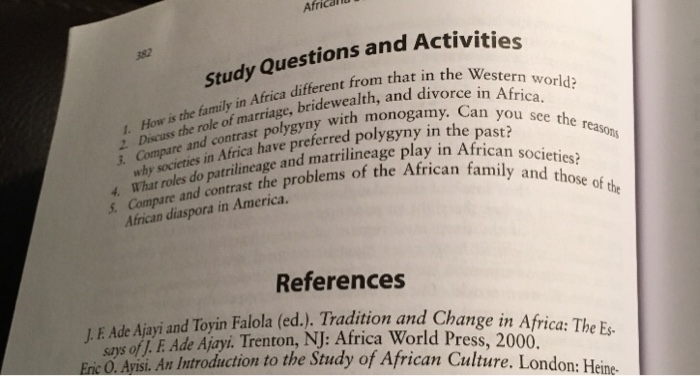 Africal Study Questions and Activi that in the | Chegg.com