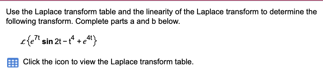 Solved Use the Laplace transform table and the linearity of | Chegg.com