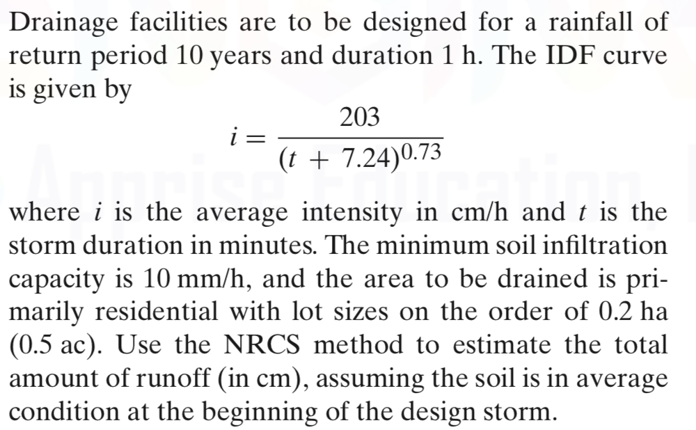 Solved Drainage facilities are to be designed for a rainfall | Chegg.com