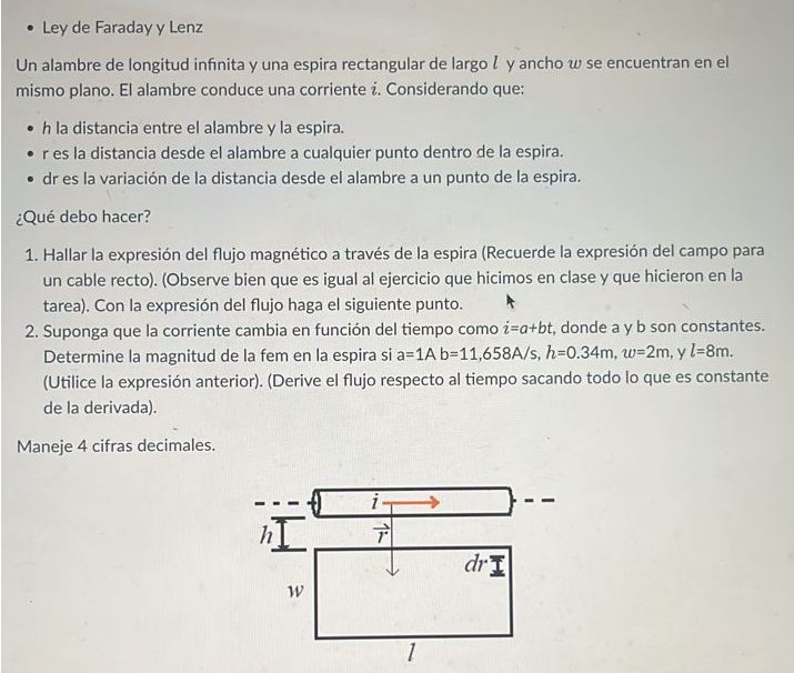 Solved Ley de Faraday y Lenz Un alambre de longitud infinita | Chegg.com