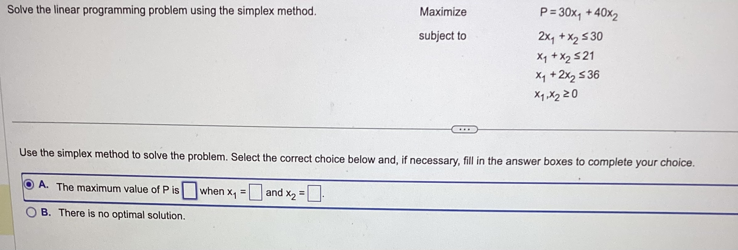 Solved Solve the linear programming problem using the | Chegg.com