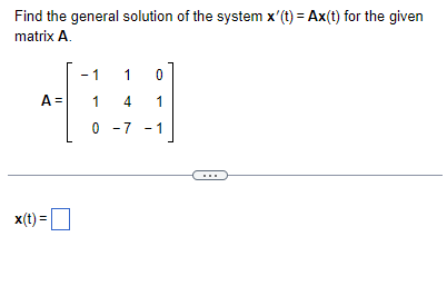 [Solved]: Find the general solution of the system ( math