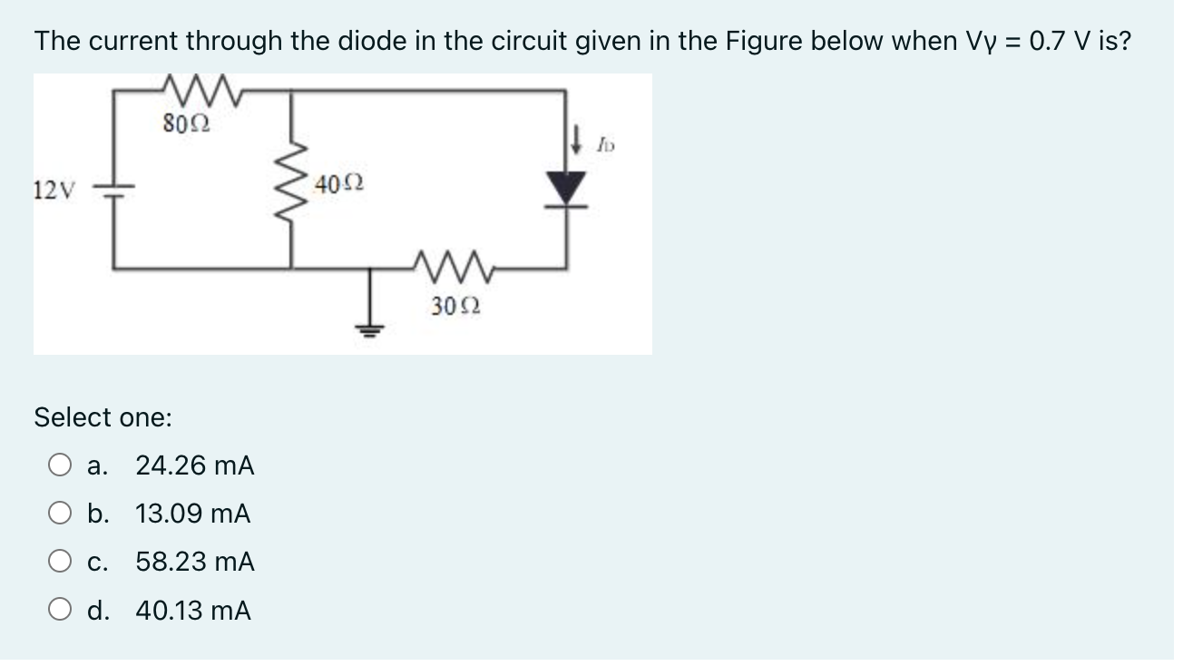 Solved The current through the diode in the circuit given in | Chegg.com