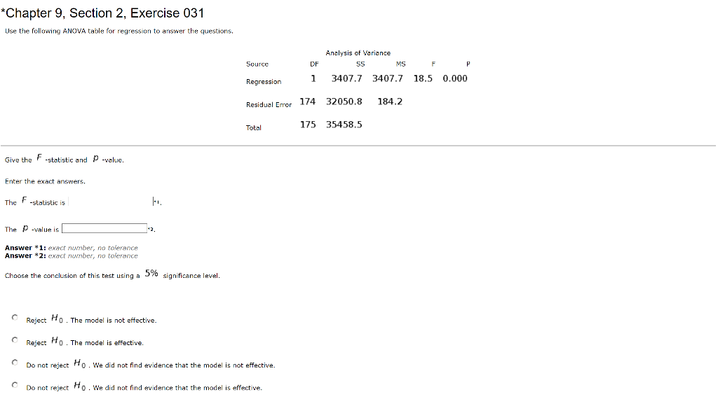 Solved *Chapter 9, Section 2, Exercise 031 Use the following | Chegg.com