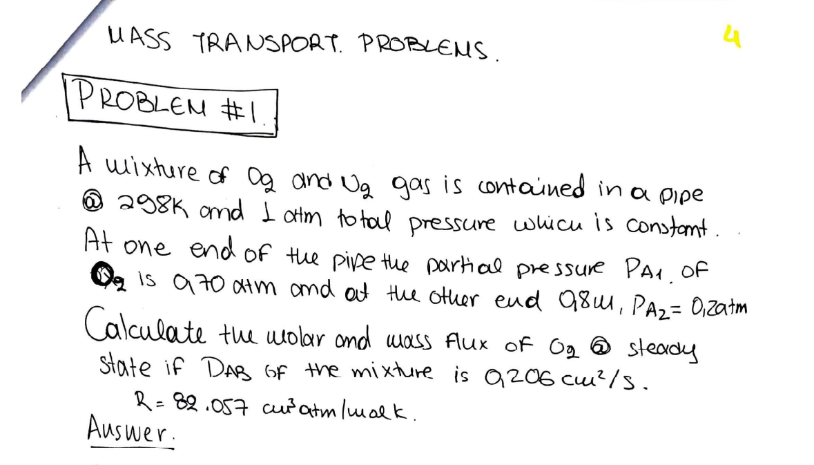 Solved A mixture of O2 and U2 gas is contained in a pipe (1) | Chegg.com