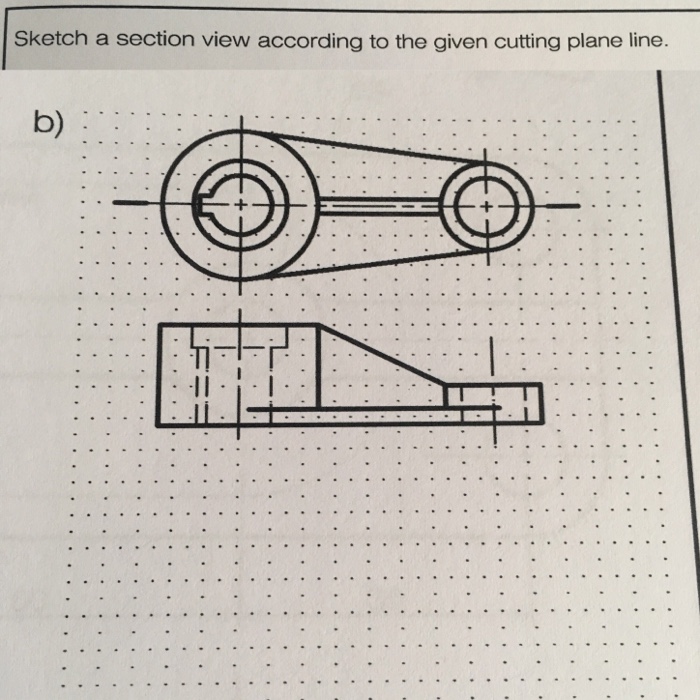 Solved Sketch a section view according to the given cutting | Chegg.com