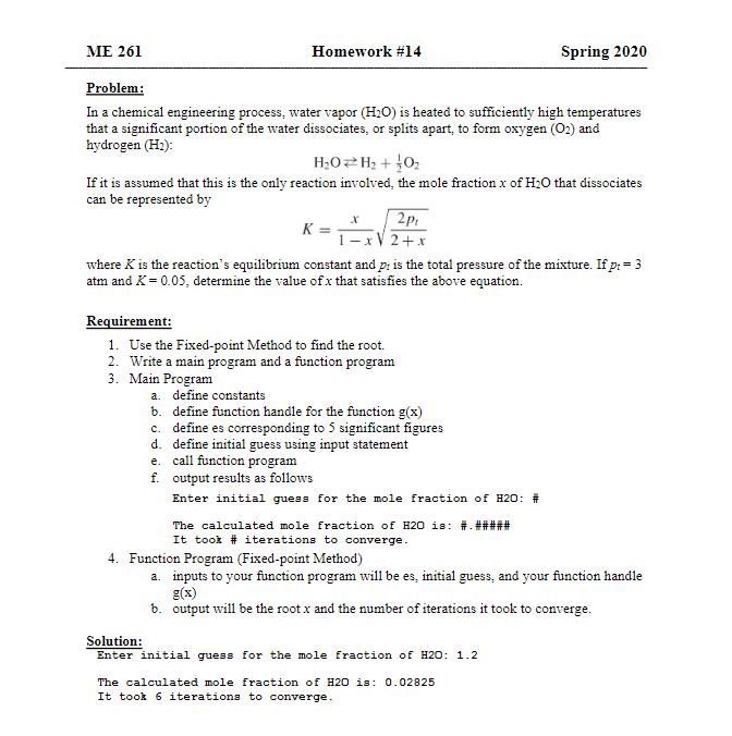 ME 261 Homework #14 Spring 2020 Problem: In a | Chegg.com