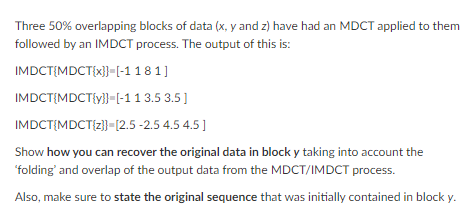 Solved Three 50% overlapping blocks of data (x,y and z ) | Chegg.com