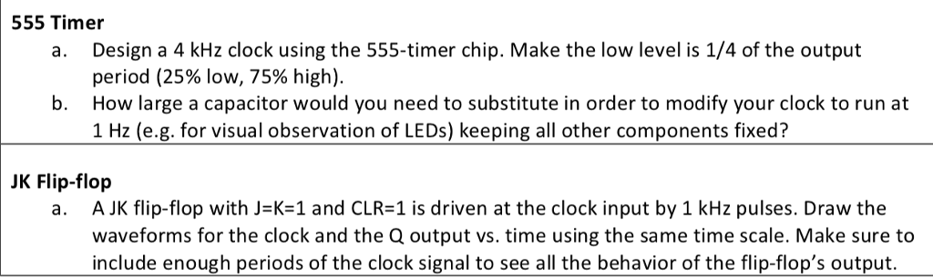 Solved 555 Timer Design a 4 kHz clock using the 555-timer | Chegg.com