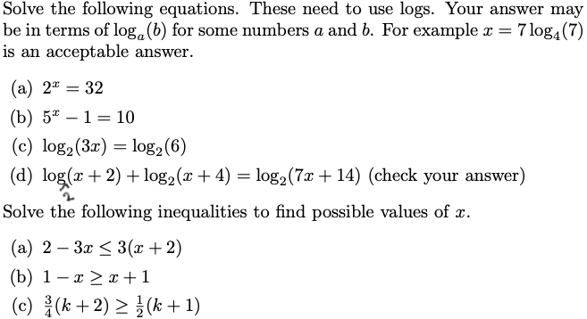 Solved Solve the following equations. These need to use | Chegg.com
