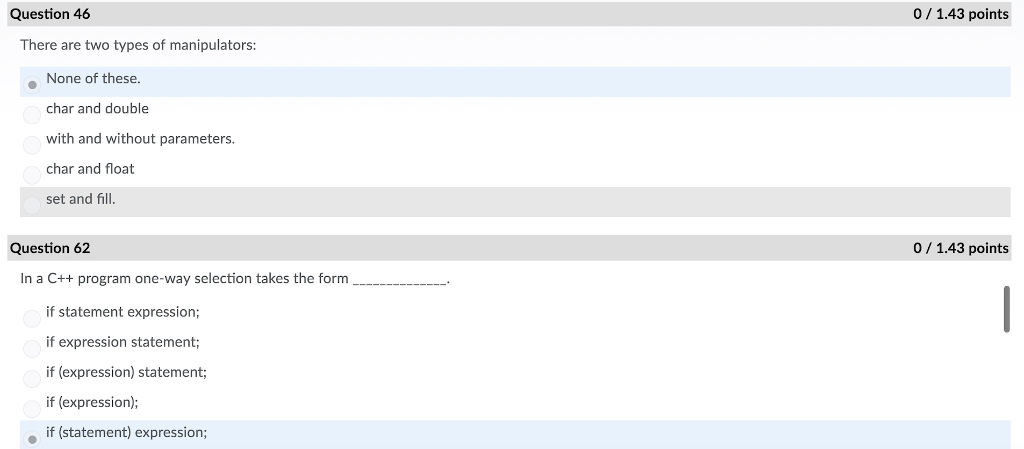 Solved Question 20 0/1.43 points Predefined functions are | Chegg.com