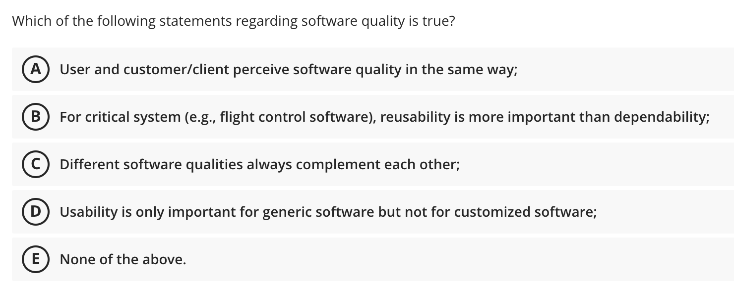 Solved Which of the following statements regarding software | Chegg.com
