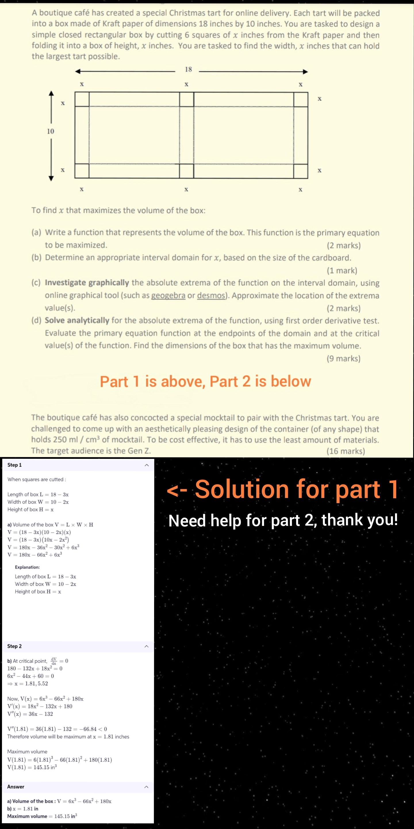 Solved Calculus Part 1 ï Is Solved Solution Provided In The Chegg
