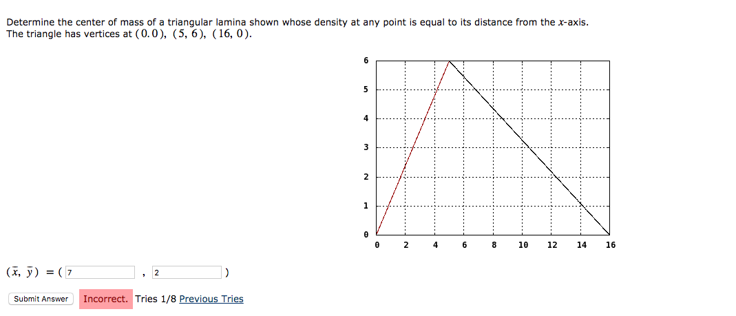 Solved Determine the center of mass of a triangular lamina | Chegg.com