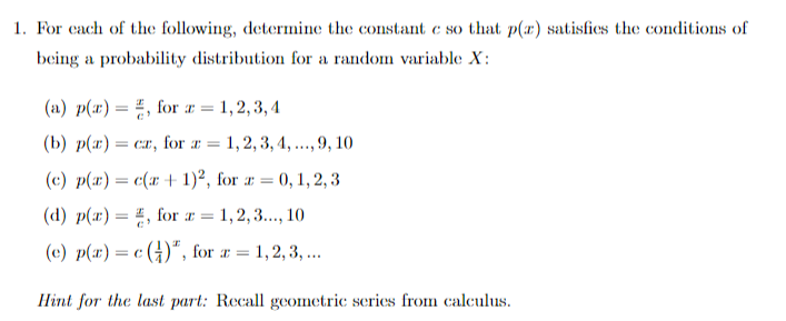 Solved 1. For each of the following, determine the constant | Chegg.com