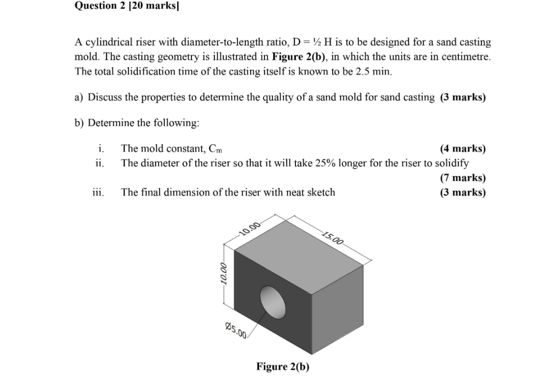 Solved Question 2 [20 marks A cylindrical riser with | Chegg.com