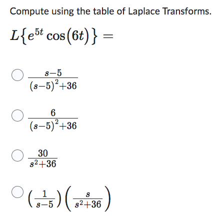 Solved Compute using the table of Laplace Transforms. | Chegg.com