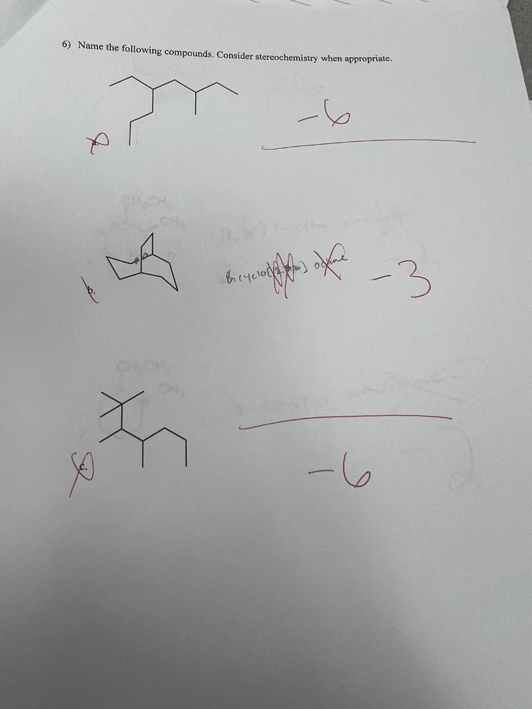 Solved 6) Name the following compounds. Consider | Chegg.com