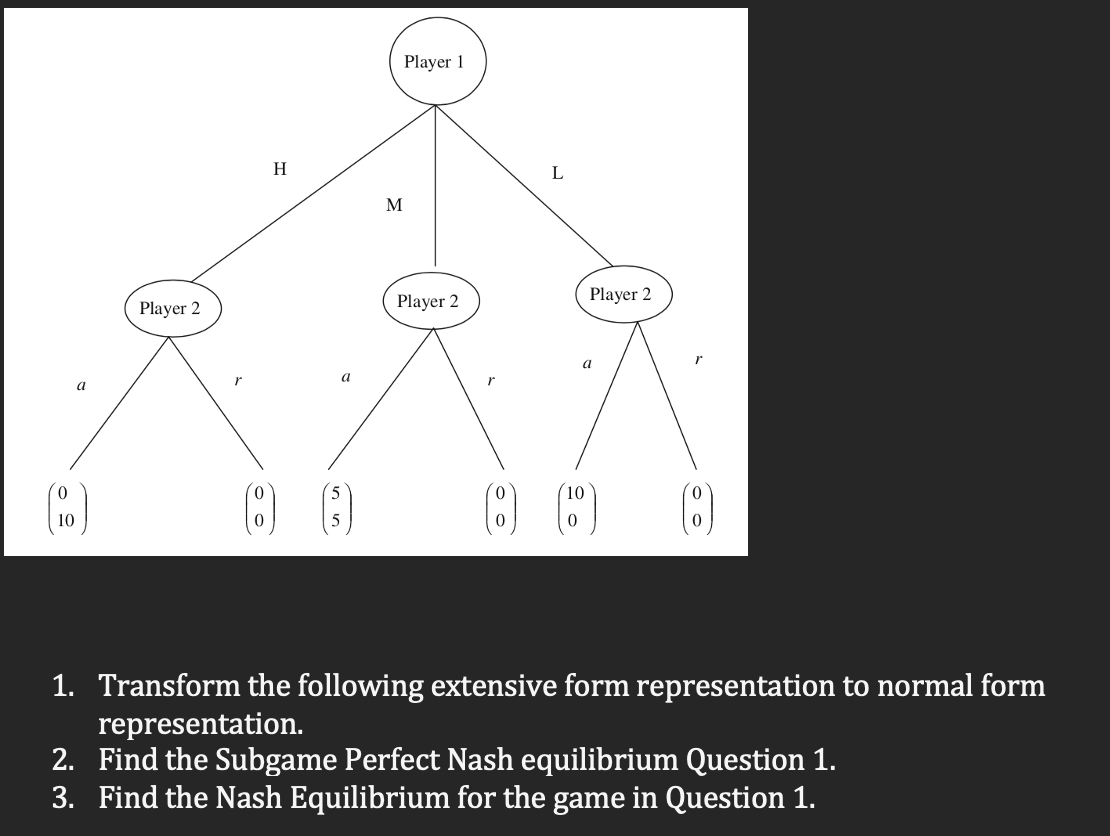 Solved 1. Transform the following extensive form | Chegg.com