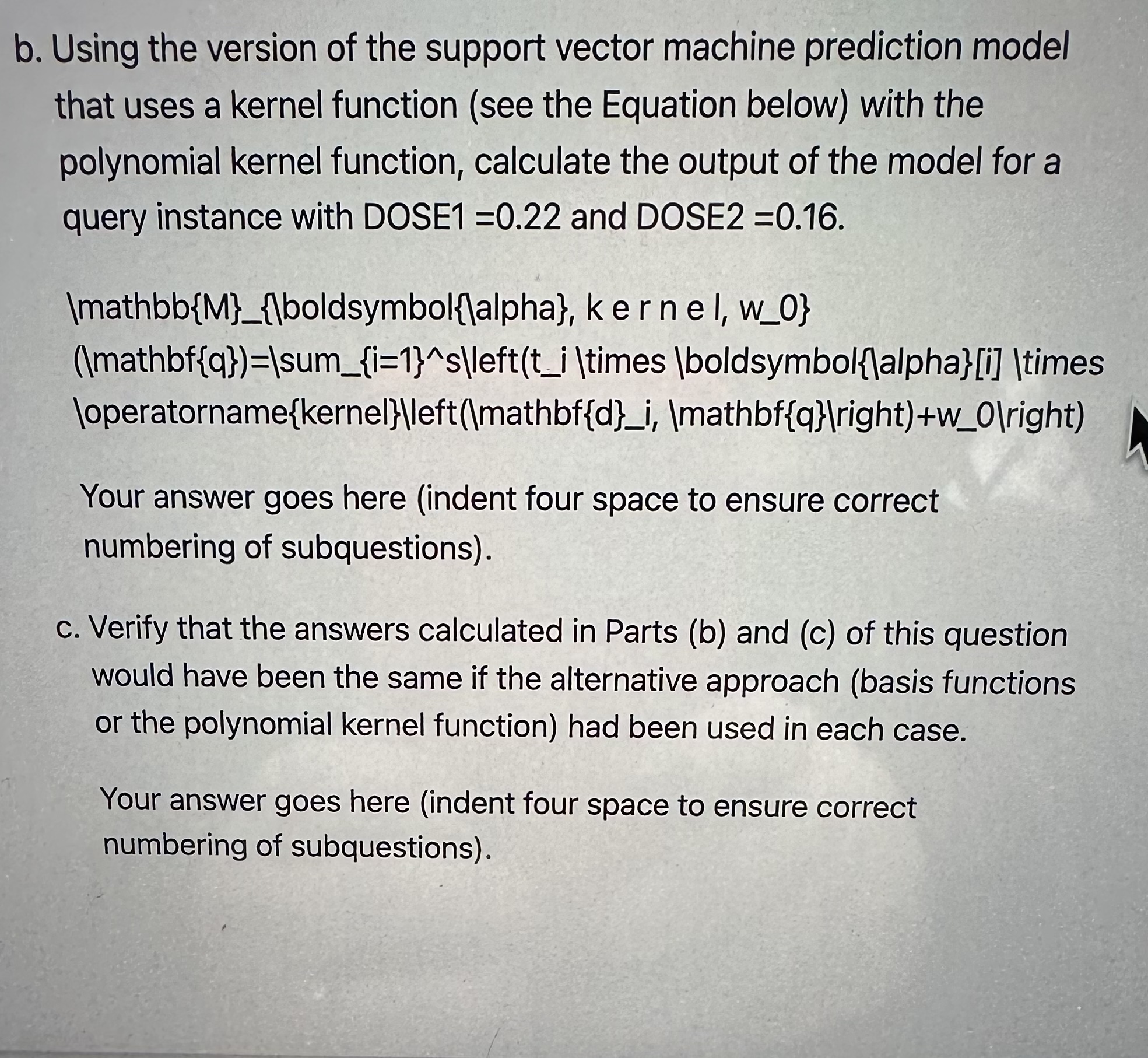 Solved ne use of the kernel trick is key in writing | Chegg.com