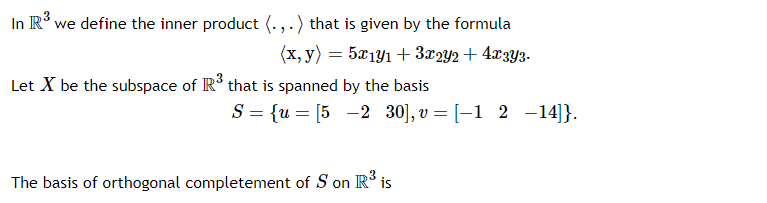 Solved In R3 we define the inner product | Chegg.com