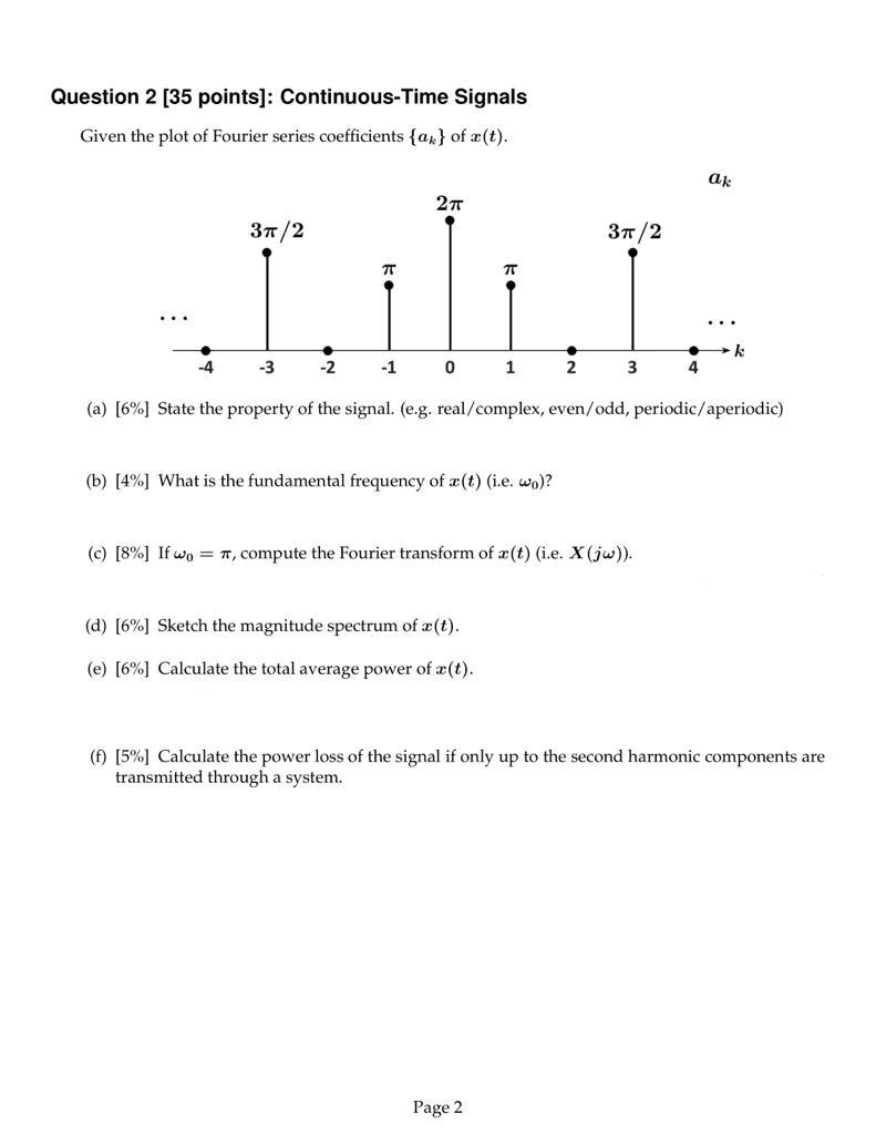 Solved Question 2 [35 points]: Continuous-Time Signals Given | Chegg.com