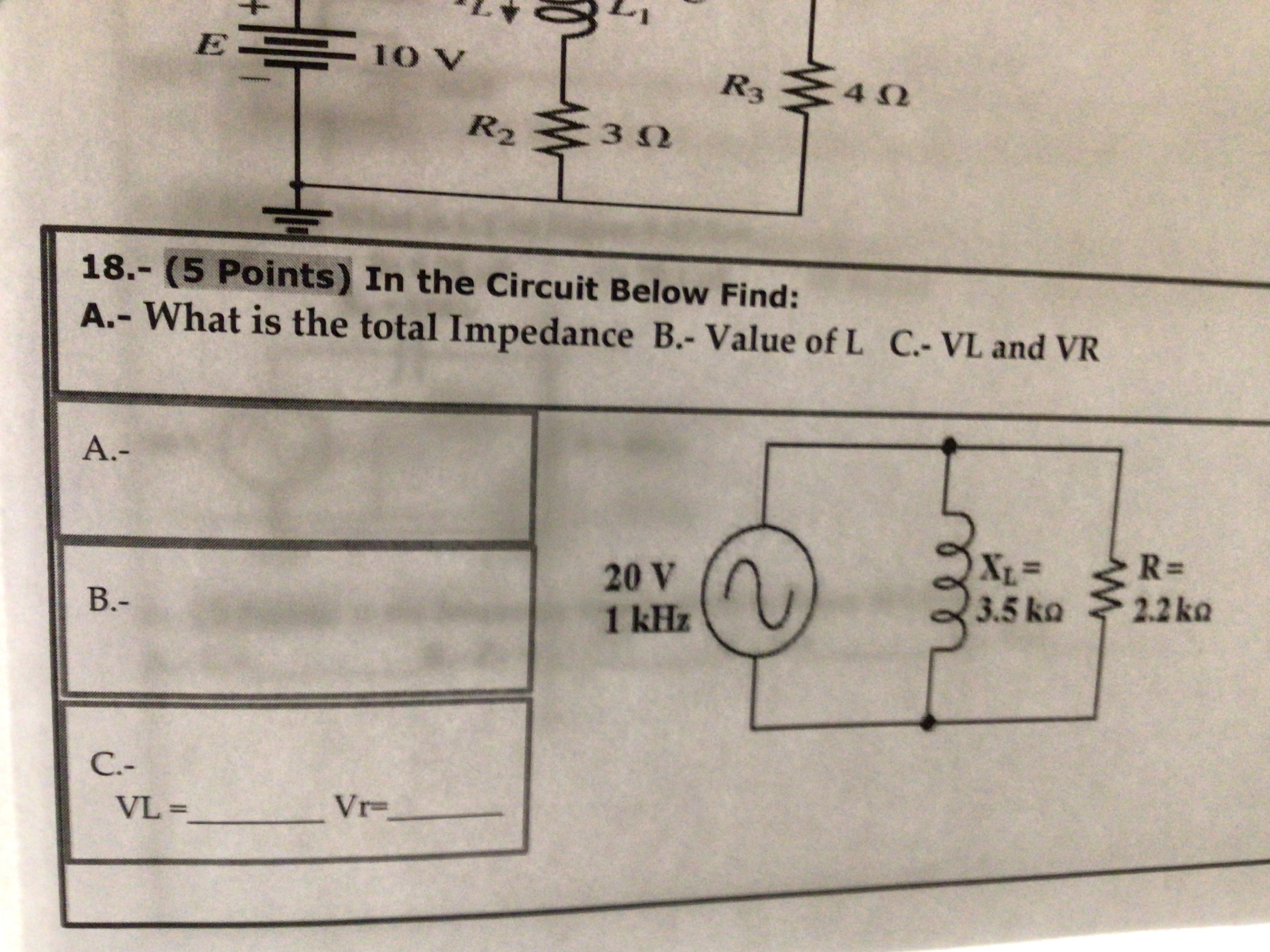 Solved In the circuit below find: A.-What is the total | Chegg.com