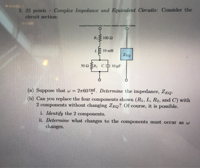 Solved Complex Impedance and Equivalent Circuits: Consider | Chegg.com