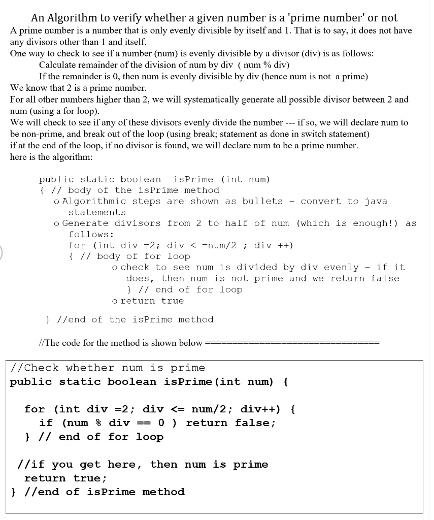An Algorithm to verify whether a given number is a | Chegg.com