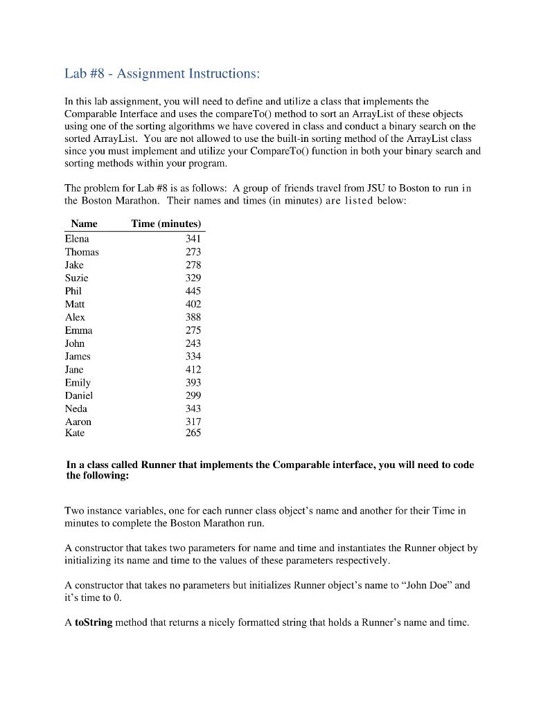 Lab #8 - Assignment Instructions: In this lab | Chegg.com