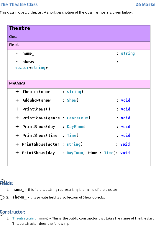 Solved The Show class This class models a movie show. It | Chegg.com