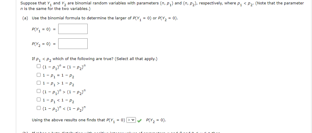 Solved Suppose that Y1 and Y2 are binomial random variables | Chegg.com