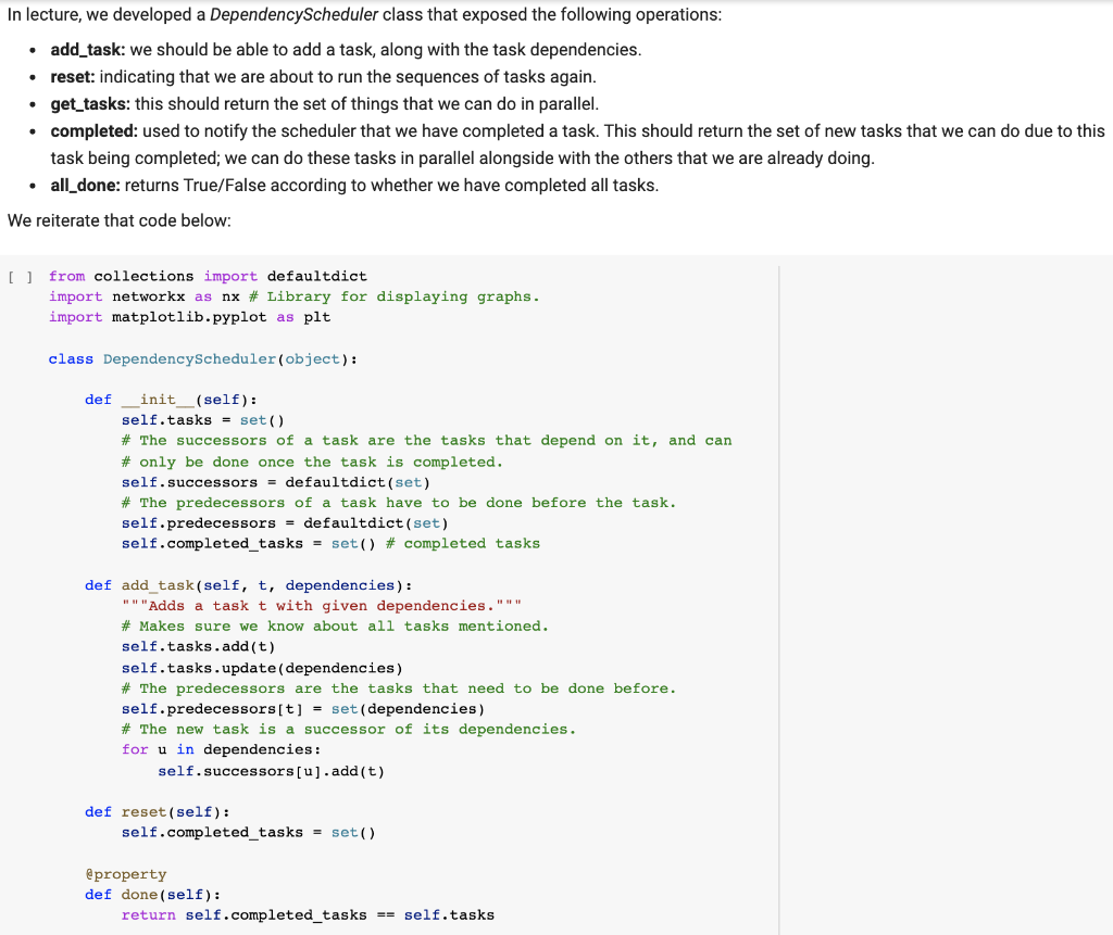 Python Problem: "Marks the task t as completed, and | Chegg.com