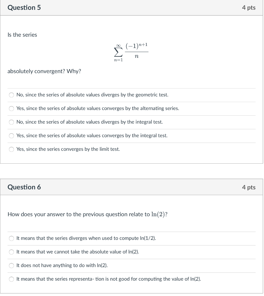 Solved The value ln(2) can be obtained by calculating the | Chegg.com