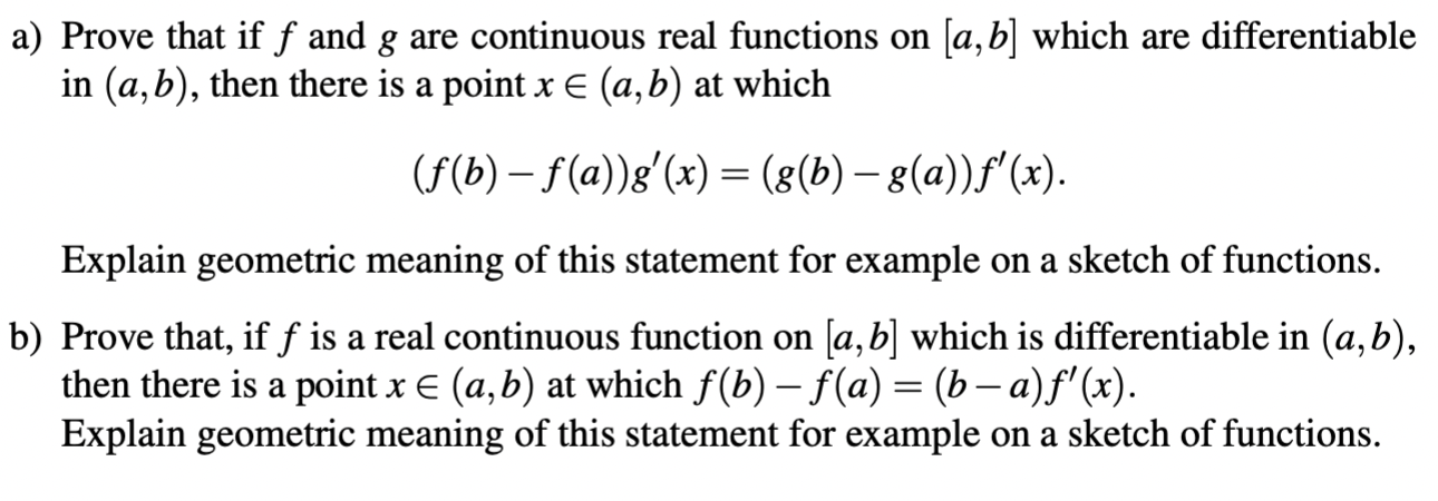 Solved a) Prove that if f and g are continuous real | Chegg.com