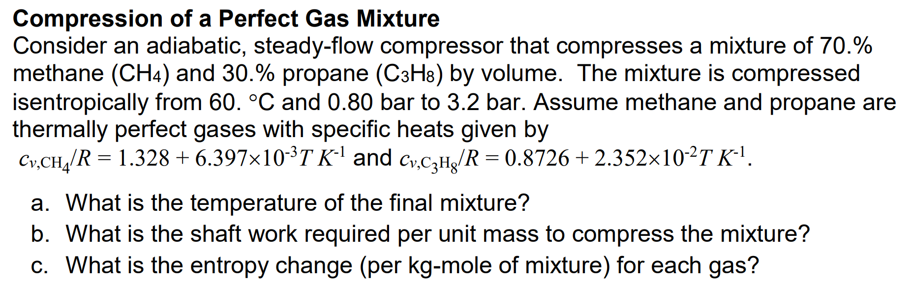 Solved Compression of a Perfect Gas Mixture Consider an | Chegg.com