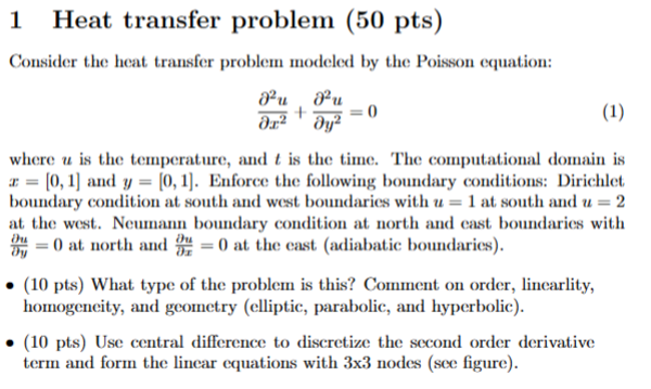 Solved 1 ﻿Heat transfer problem (50 pts)Consider the heat | Chegg.com