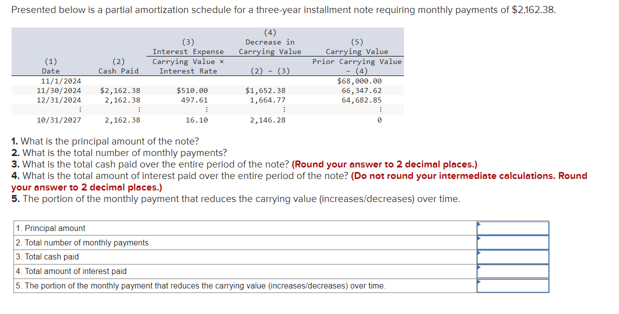 Solved 1. What is the principal amount of the note? 2. What | Chegg.com