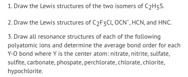 Solved Draw the Lewis structures of the two isomers of | Chegg.com
