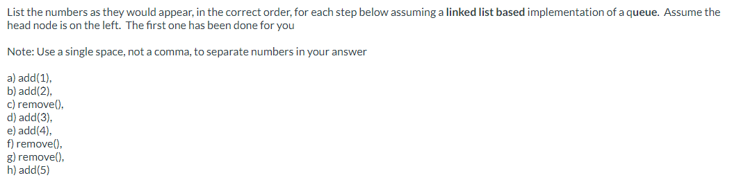 Solved List the numbers as they would appear, in the correct | Chegg.com