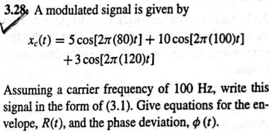 Solved 3.28. A modulated signal is given by | Chegg.com