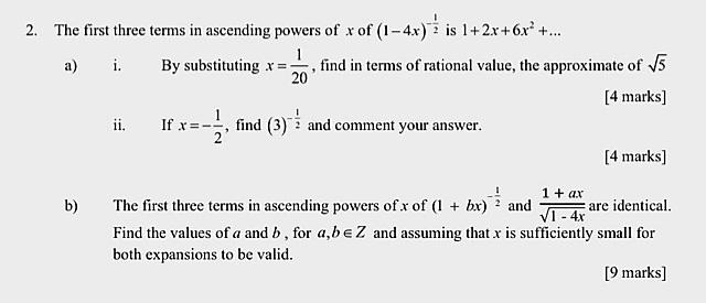 Solved 2. The first three terms in ascending powers of x of | Chegg.com