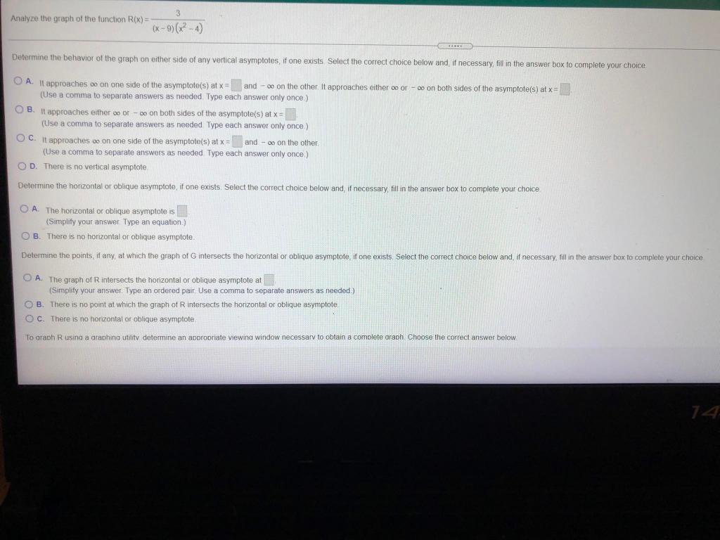 Solved Analyze the graph of the function R(x) = (x - 9) (x² | Chegg.com