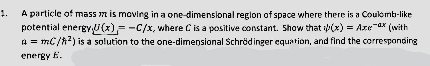 Solved 1. A particle of mass m is moving in a | Chegg.com